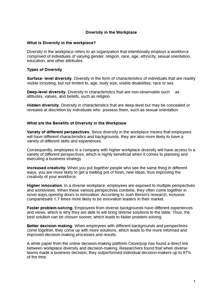 Unit 3. Diversity in The Workplace | PDF | Diversity (Business ...