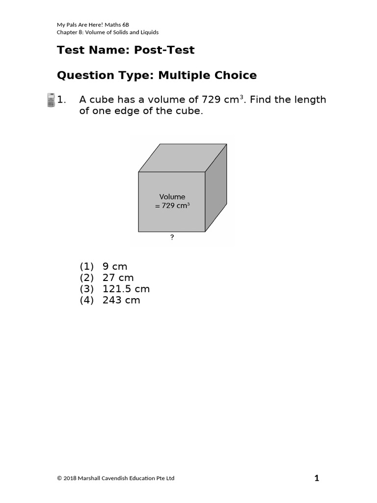 Volume of Solids and Liquids Test | PDF | Volume | Length