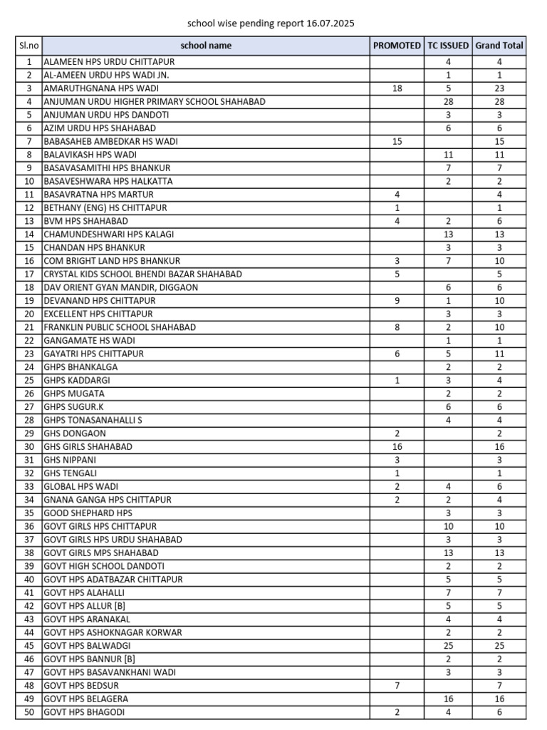 School TC Issuance Report 2025 | PDF