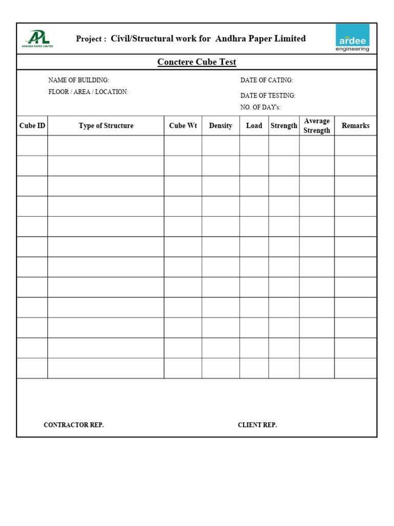 Concrete Cube Test Report | PDF
