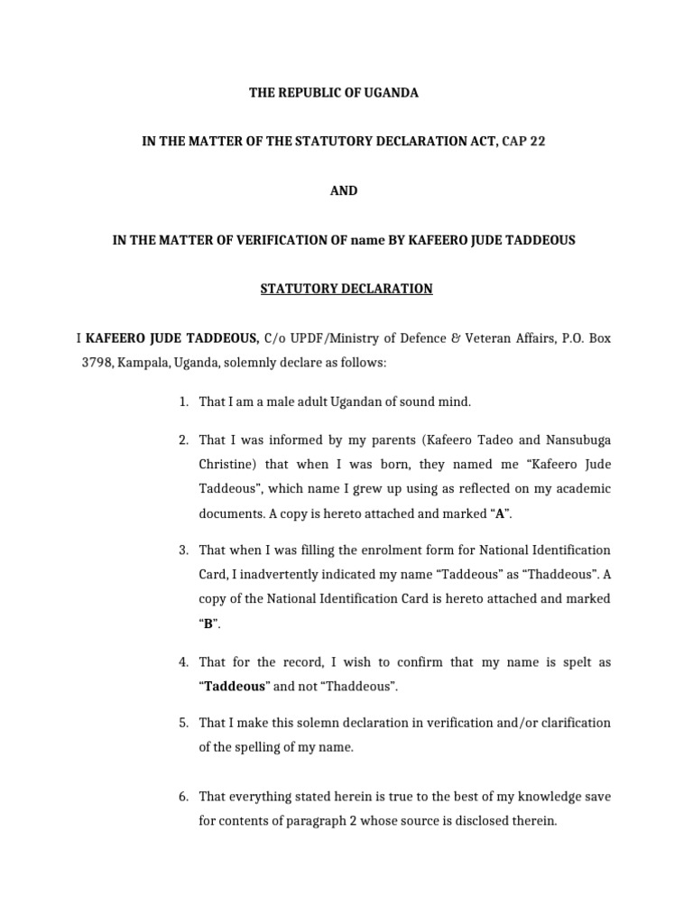 Statutory Declaration | PDF