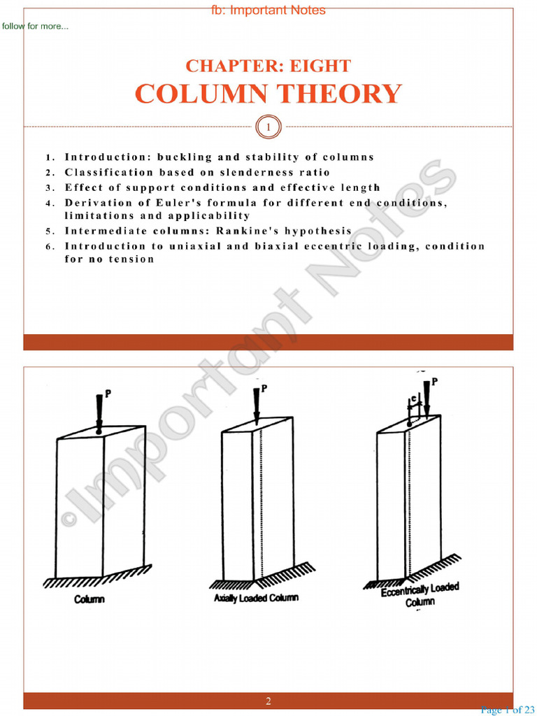 Column Theory: Buckling and Stability | PDF | Buckling | Elasticity ...