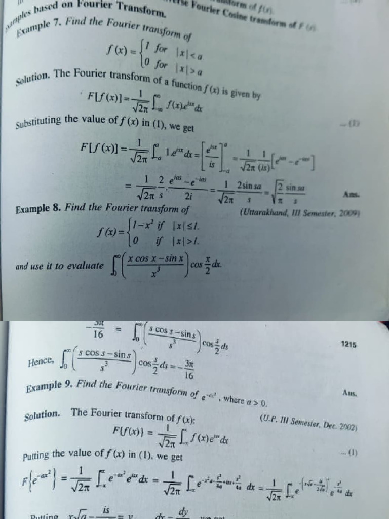 Fourier Transform Examples and Solutions | PDF | Applied Mathematics ...