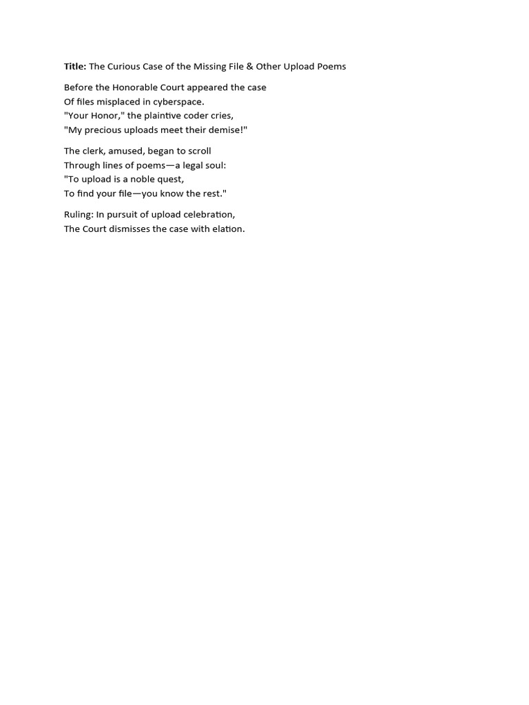 The Curious Case of The Missing File & Other Upload Poems | PDF