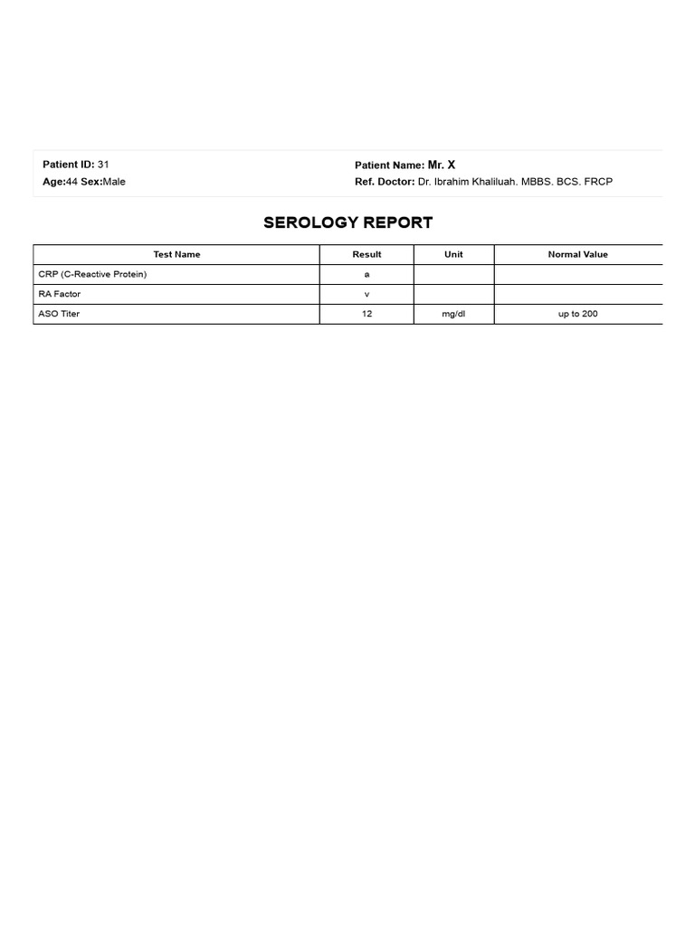 Serology Report | PDF
