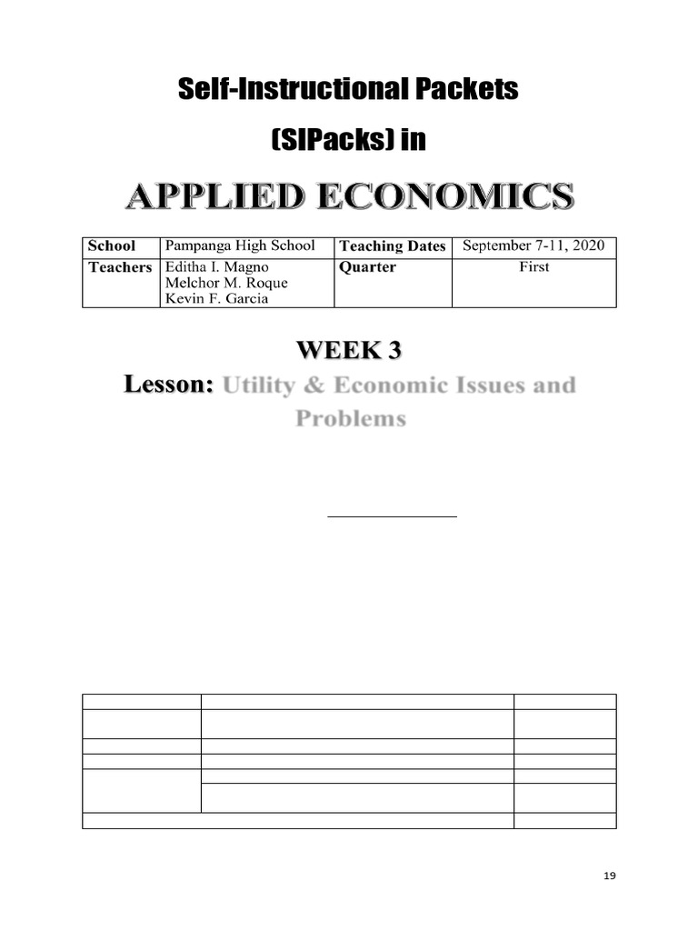 Grade 11 - ABM - Araling Panlipunan - Applied Economics - Week 3 | PDF ...