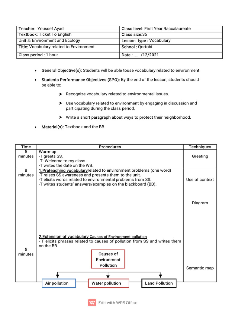 Vocabulary for Environmental Issues | PDF