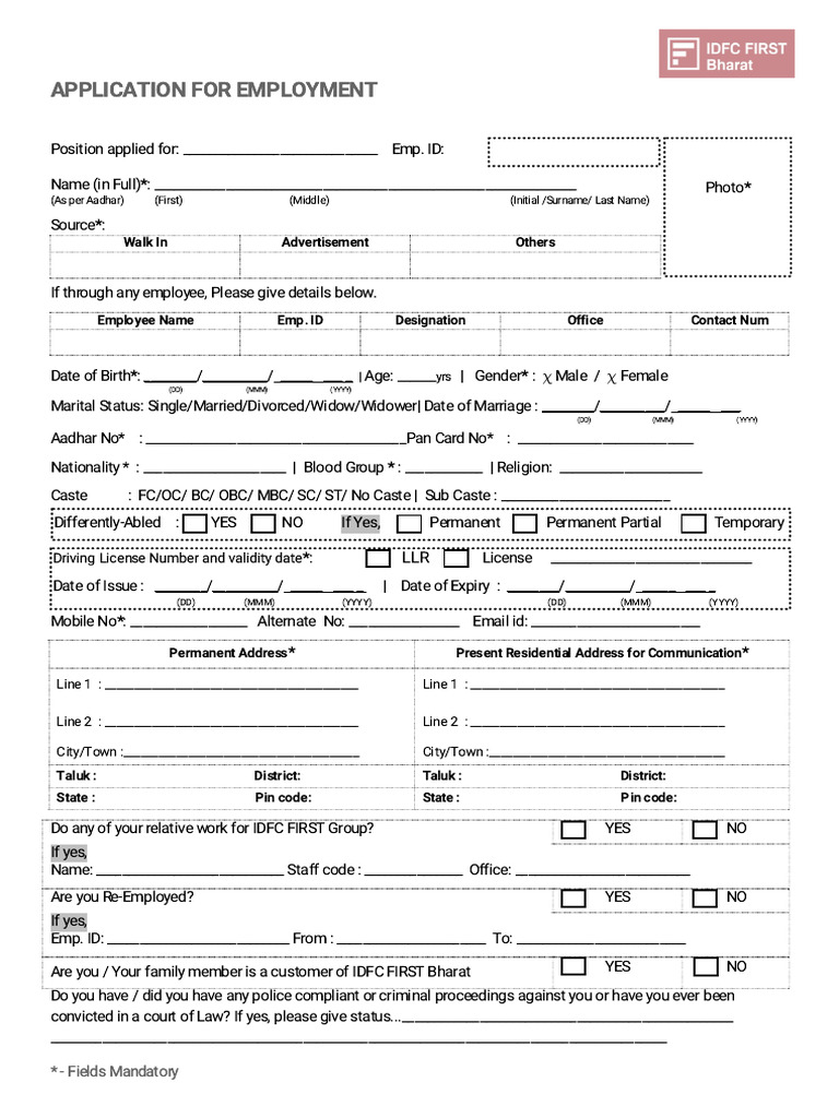 Application for Employment | PDF
