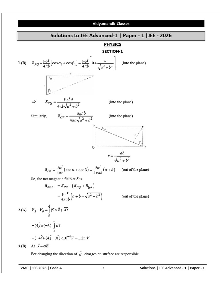 Jee Advanced 1 2026 Paper 1 Solution Pdf Chemistry