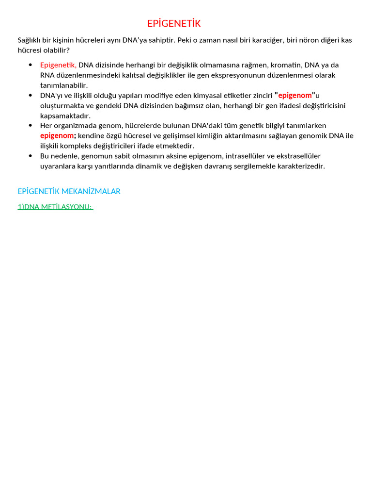 EPİGENETİK | PDF