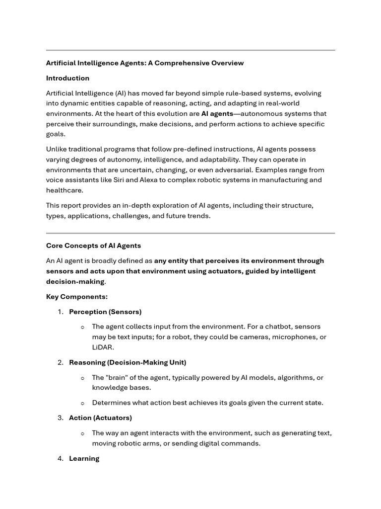 Artificial Intelligence Agents | PDF | Artificial Intelligence | Intelligence (AI) & Semantics