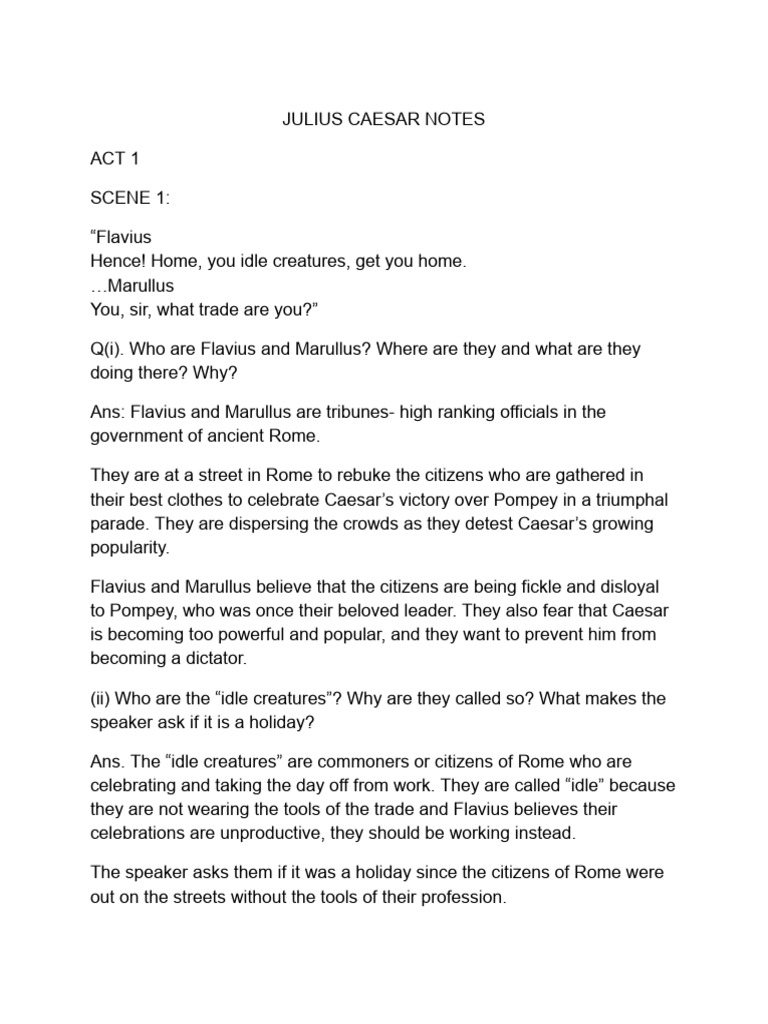 Julius Caesar Act 1 Scene 1 | PDF | Julius Caesar | Pompey