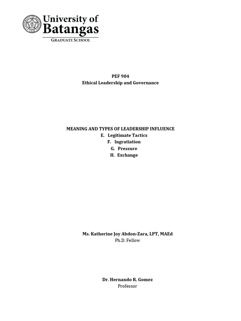 Leadership Influence and Ethics Explained | PDF | Credibility | Leadership