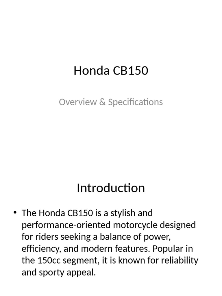 Honda CB150 Presentation | PDF