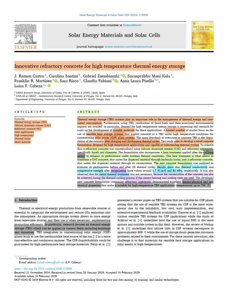 Inovative Refractory Concrete For High Temperature Thermal Energy ...