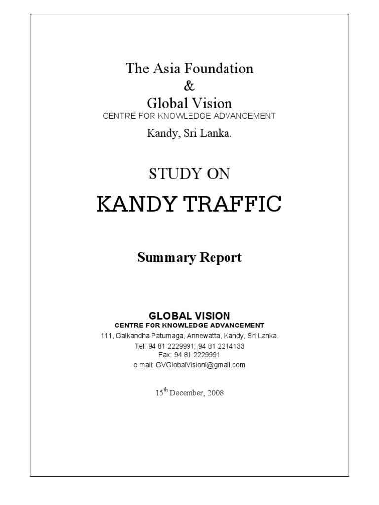Kandy Traffic Report | PDF | Traffic | Road