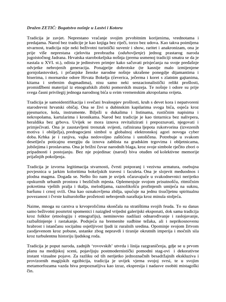 Bogatstvo Nošnje U Lastvi I Kotoru | PDF