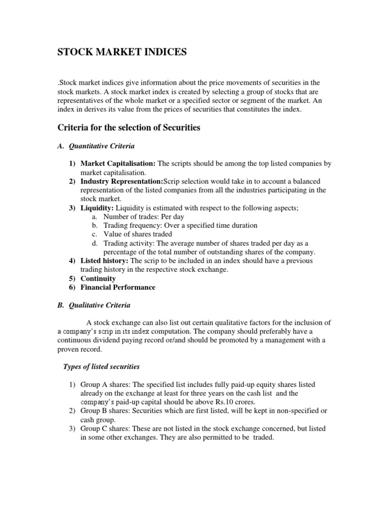 Stock Market Indices | PDF | Stock Market Index | Stocks