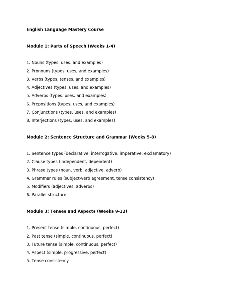 English Grammar Mastery Course | PDF | Grammatical Tense | Verb