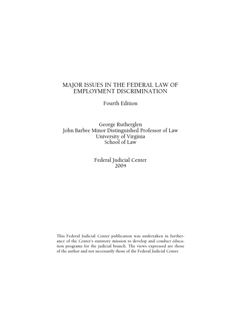Federal Employment Discrimination Law | PDF | Disparate Treatment ...