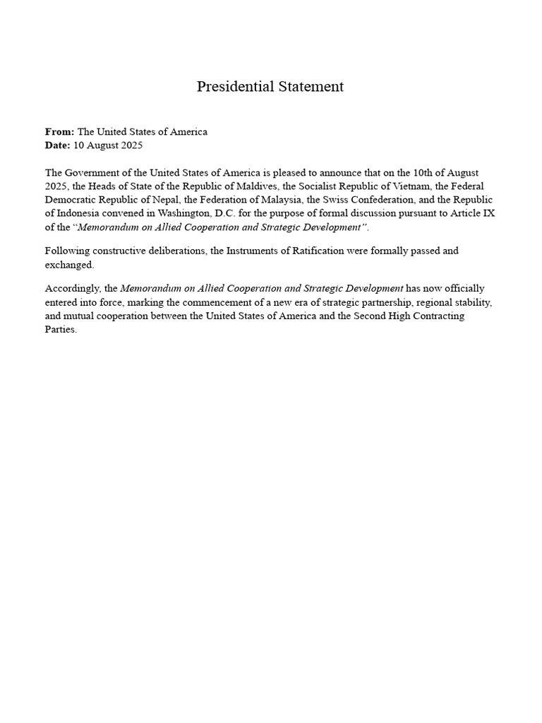 Presidential Statement | PDF