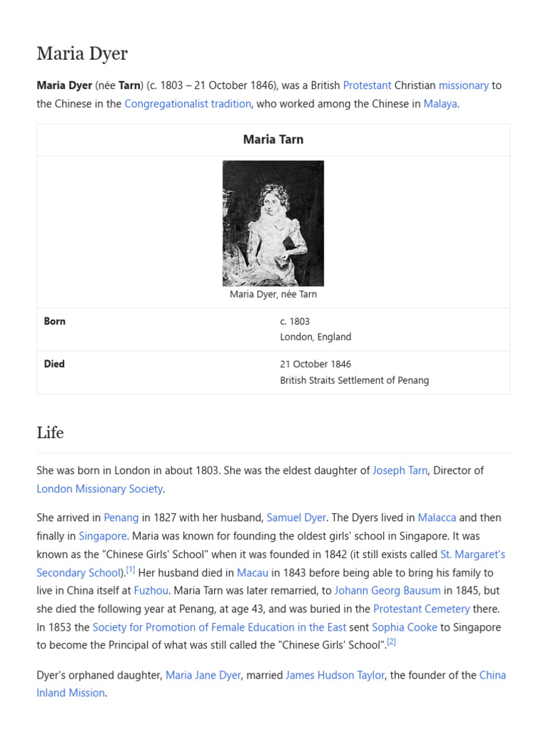 Maria Dyer - Wikipedia | PDF