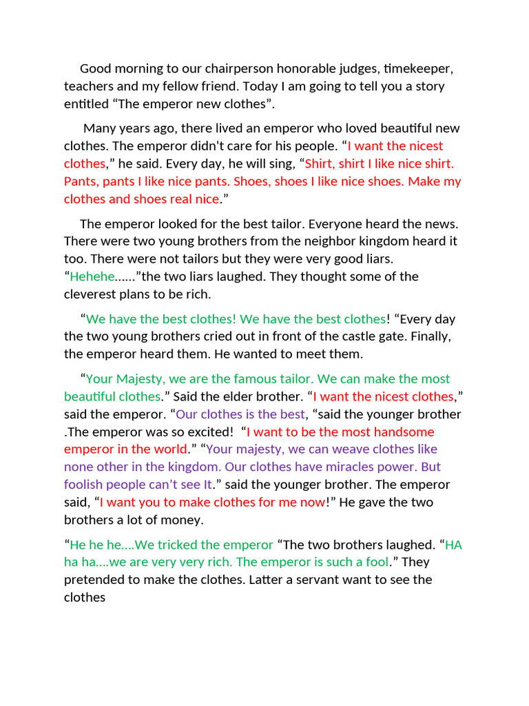 The Emperor's New Clothes: A Summary | PDF