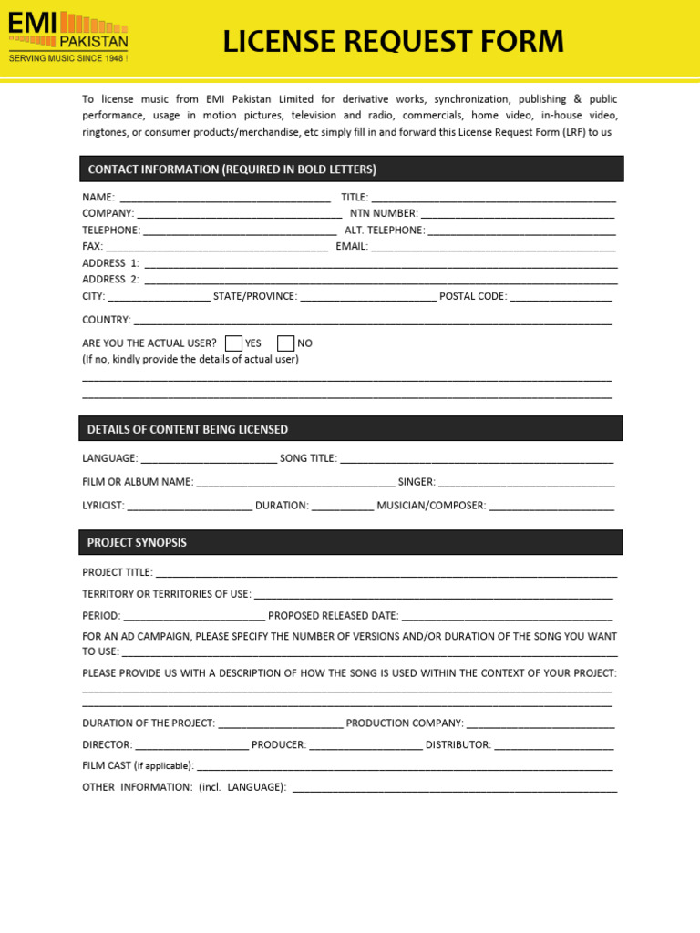 License Form | PDF | License | Copyright