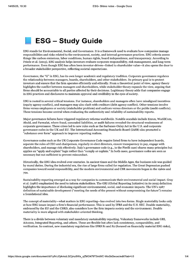 ESG - Slides Notes | PDF
