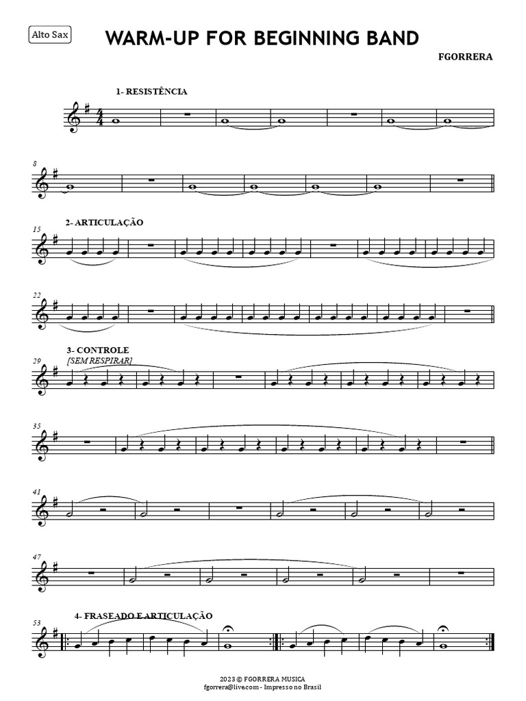 Warm-Up Beginning Band - Alto Sax | PDF