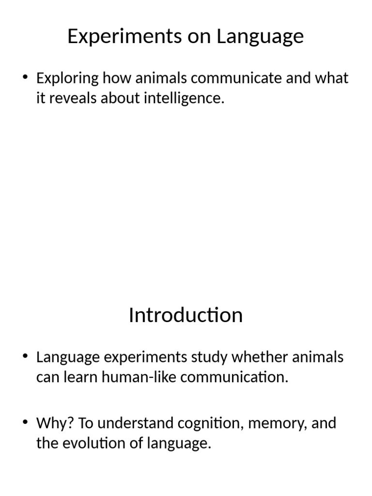 Animal Language Experiments Explained | PDF