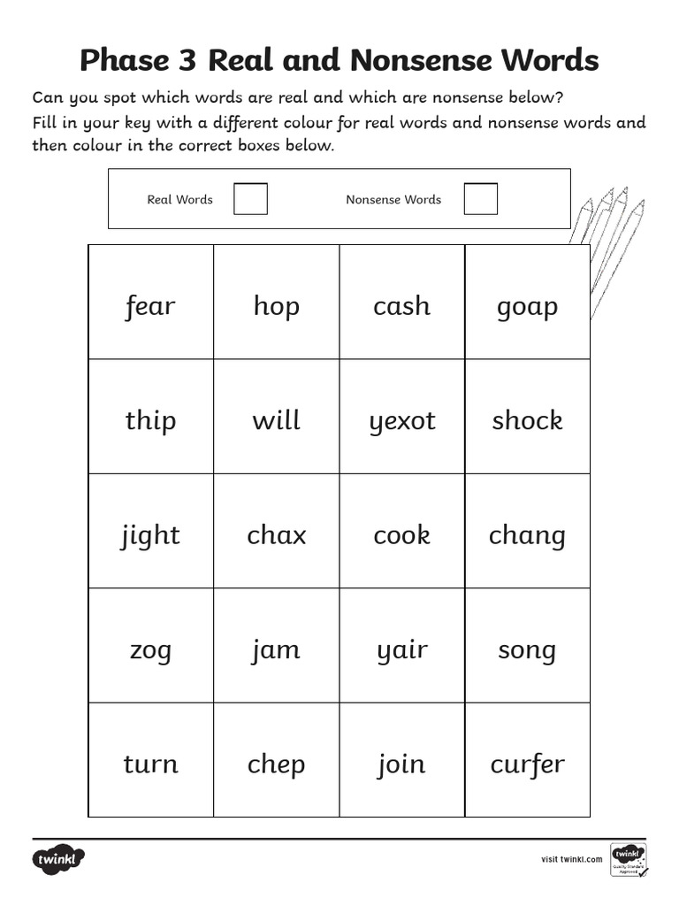 Phase 3 Real vs Nonsense Words Activity | PDF