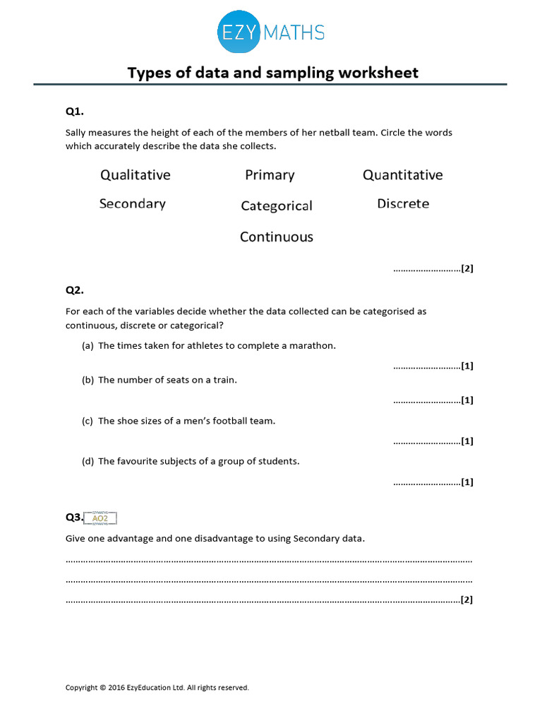 Day 78 - Types of Data and Sampling | PDF