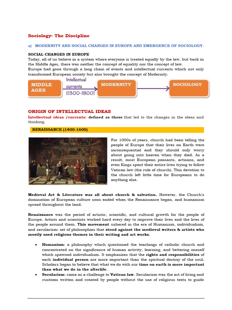 Sociology Handout 1 - Unit 1a | PDF | Age Of Enlightenment | Renaissance