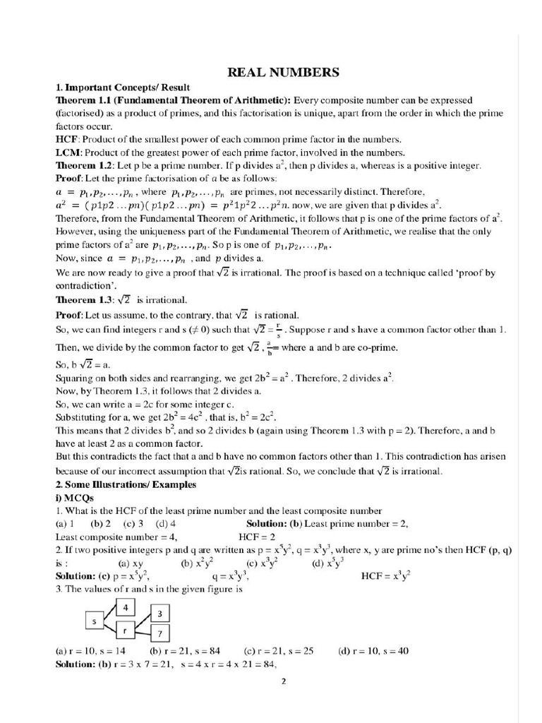 Practice Questions Ch.1 Real Numbers | PDF