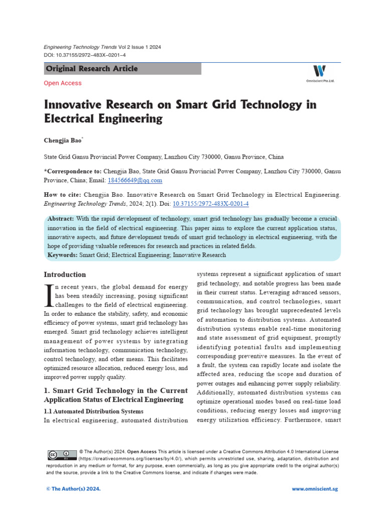 Innovative Research On Smart Grid Technology in El | PDF | Smart Grid ...