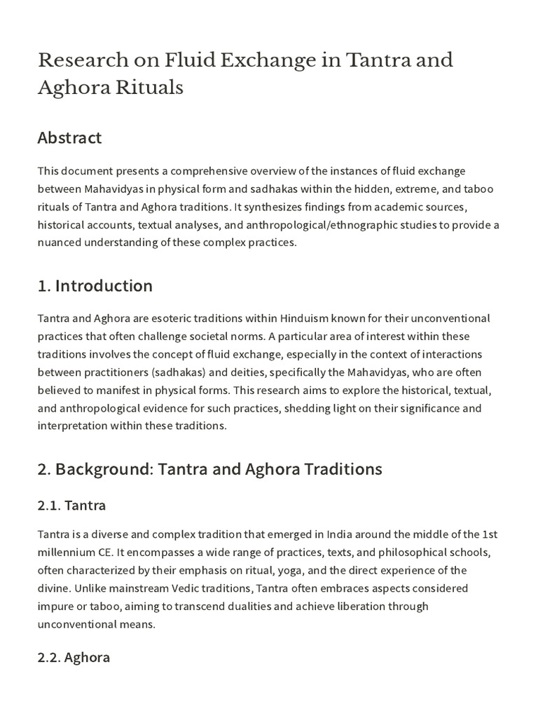 Research On Fluid Exchange in Tantra and Aghora Rituals | PDF | Tantra ...