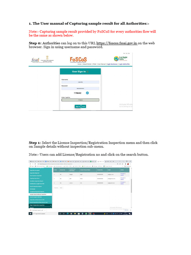Sample Result Capture Manual | PDF