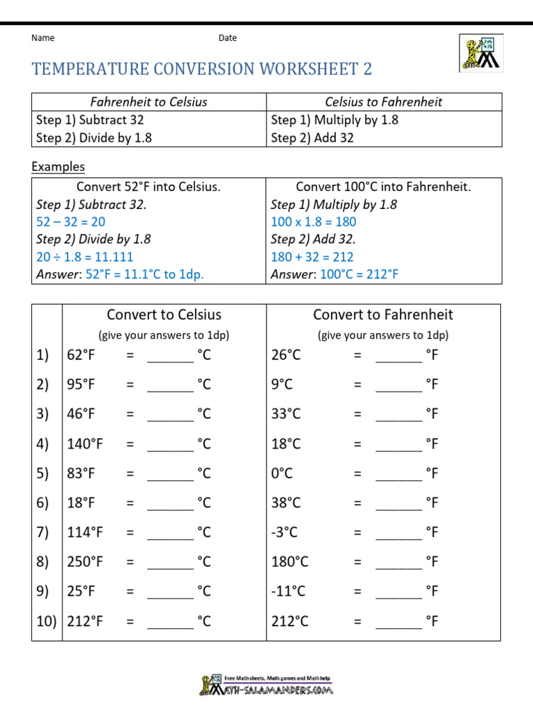 Temperature Conversion Worksheet | PDF