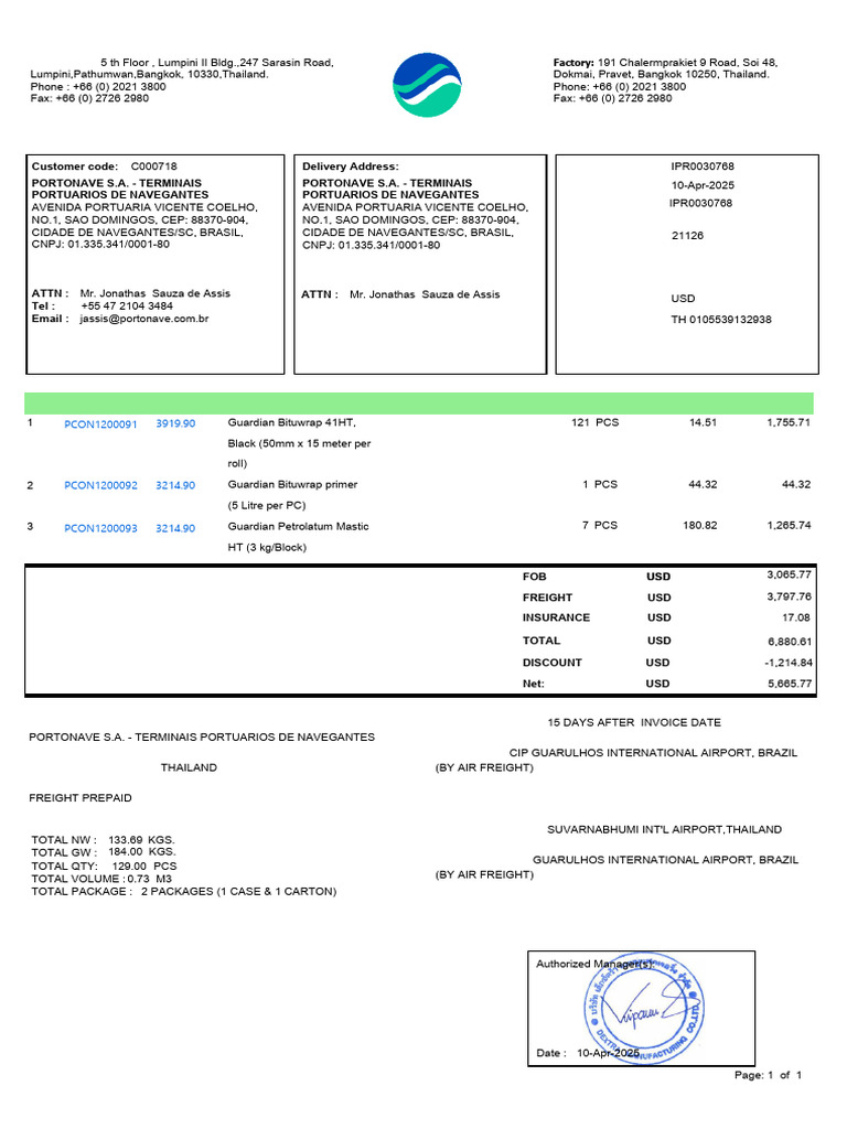 International Air Freight Invoice | PDF