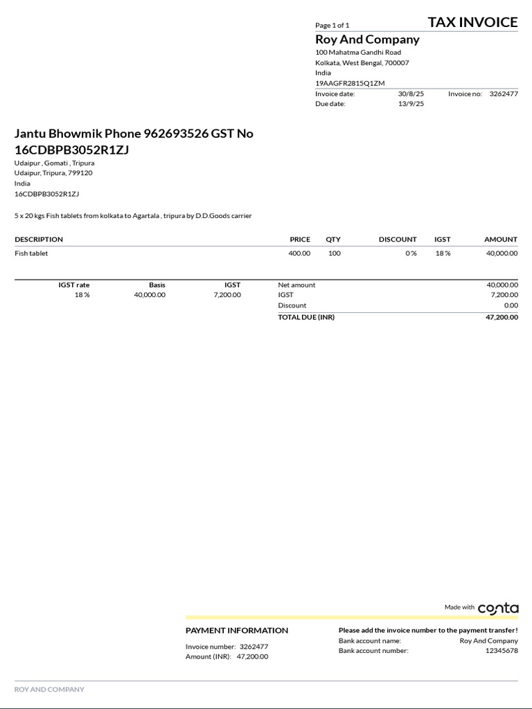 GST Invoice for Fish Tablets | PDF | Trade | Government