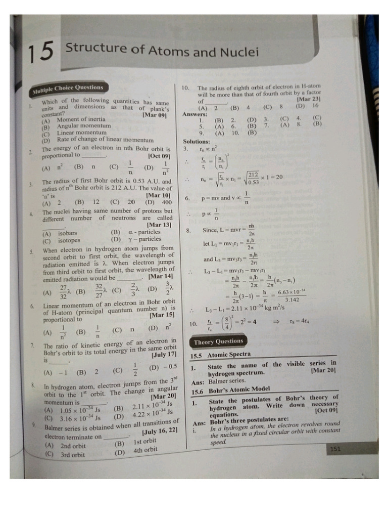 Atom & Nuclei PYQs | PDF