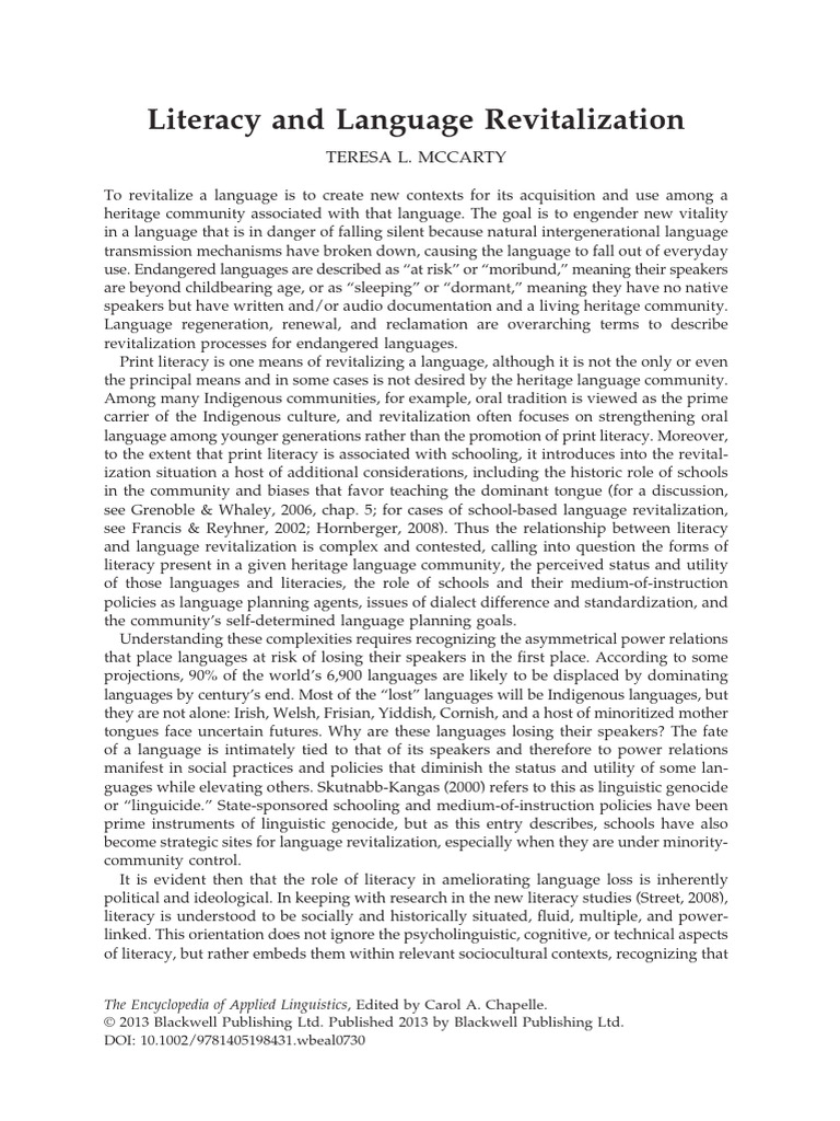 Language Revitalization Strategies | PDF | Literacy | Linguistics