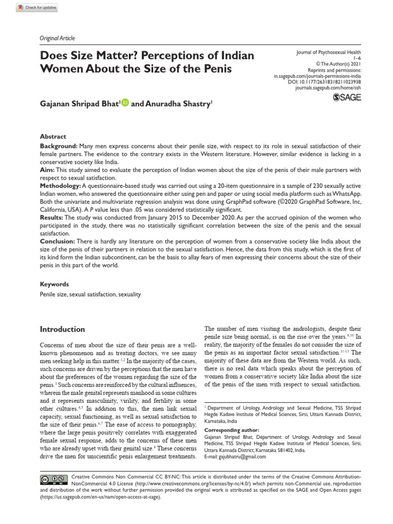 Does Size Matter Perceptions of Indian Women About | PDF | Survey ...