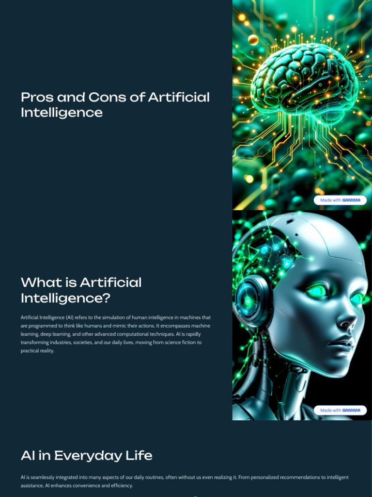 Pros and Cons of Artificial Intelligence | PDF | Artificial ...