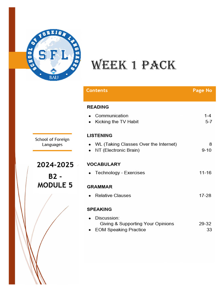 B2 Module 5 Week 1 Learning Pack | PDF
