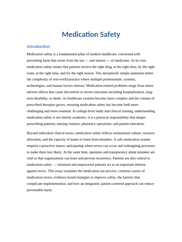 Medication Safety: Ensuring Safe Practices | PDF | Medical Error | Pharmacy