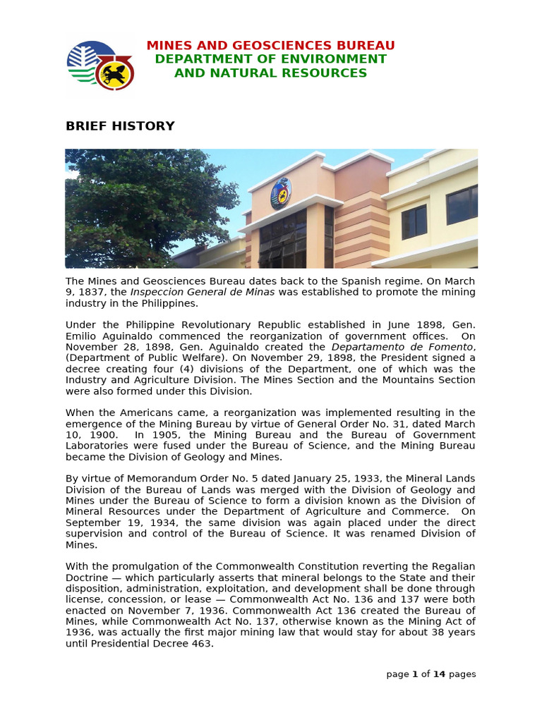 MGB: History and Structure Overview | PDF | Geology | Mining