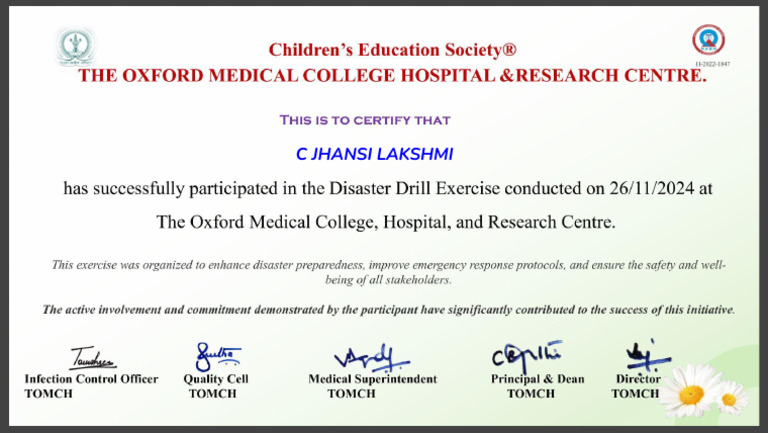 Disaster Drill Participation Certificate | PDF