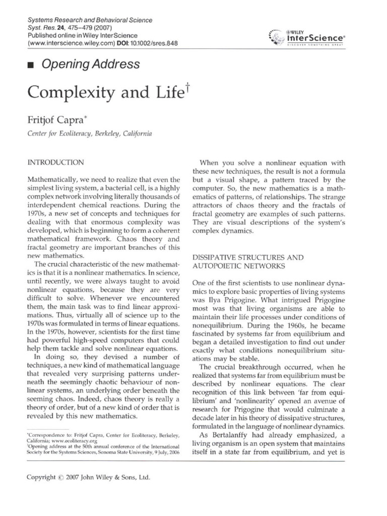 Complexity and Life Dagger | PDF